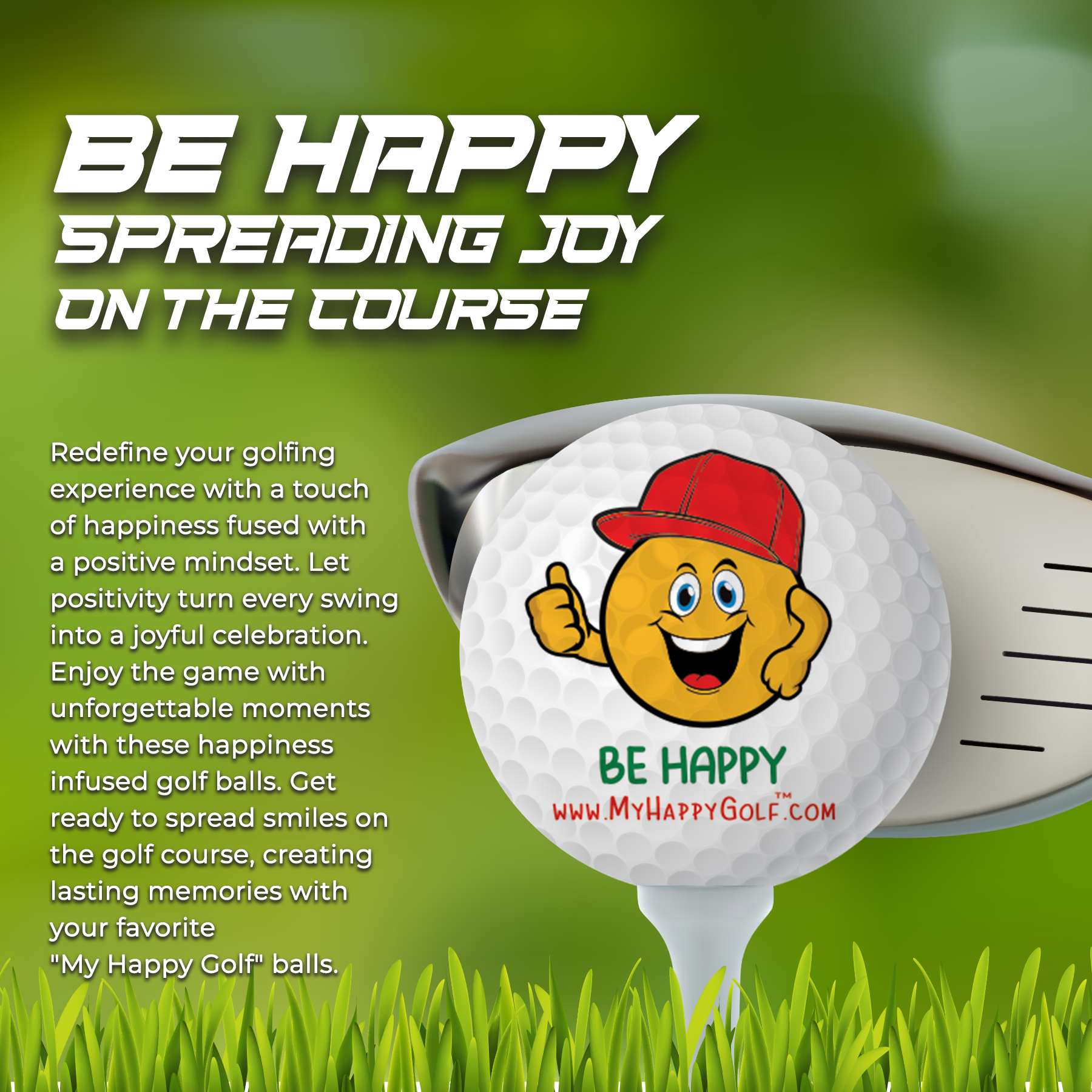 Happy Golf Motivational Gift Pack - 8 Balls & Accessories - My Happy Golf