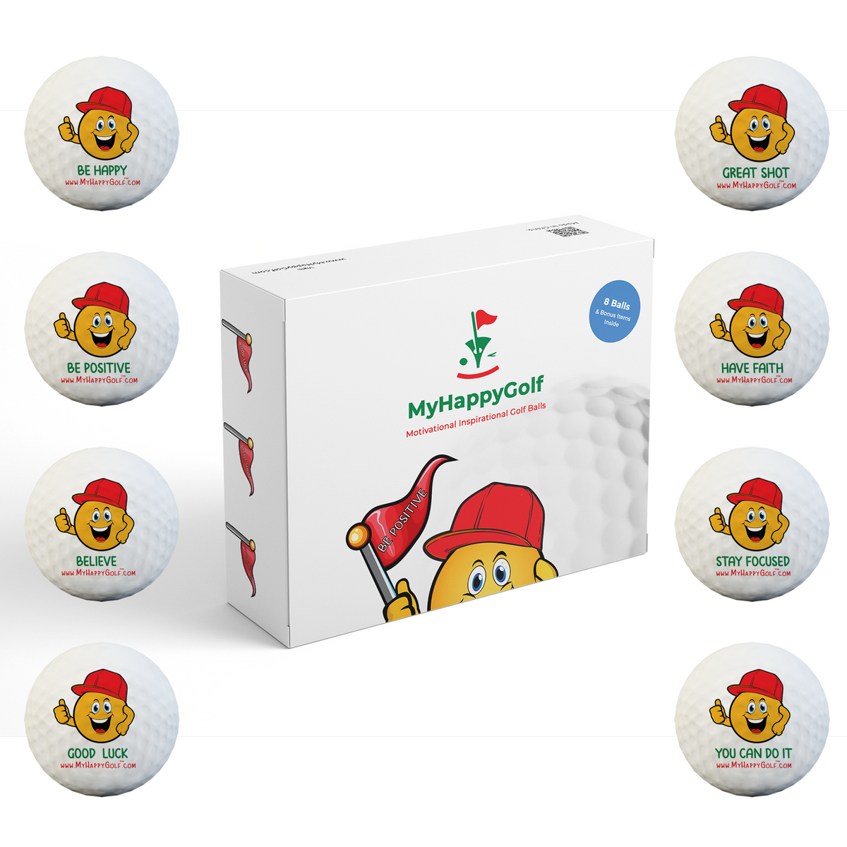 8 Golf Balls & Bonus Items – My Happy Golf Store